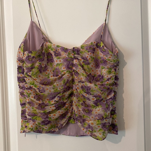 Zara | Tops | Zara Floral Ruched Cami Top | Poshmark